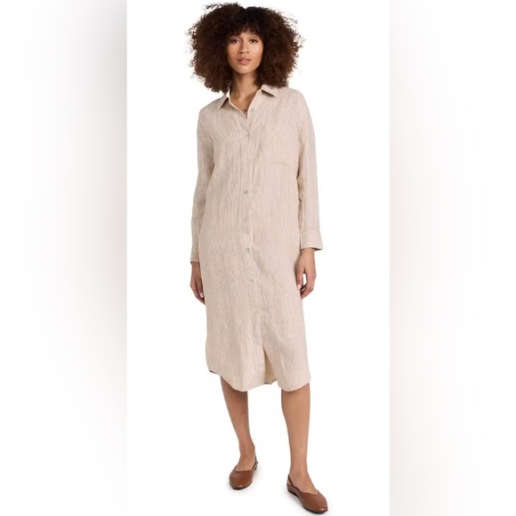 Faherty | Dresses | Faherty Laguna Linen Midi Dress Golden Sun Stripe ...
